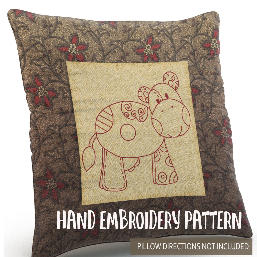 Hand Embroidery Pattern - Redwork Design - Baby Cow in 4 Sizes - PDF ...