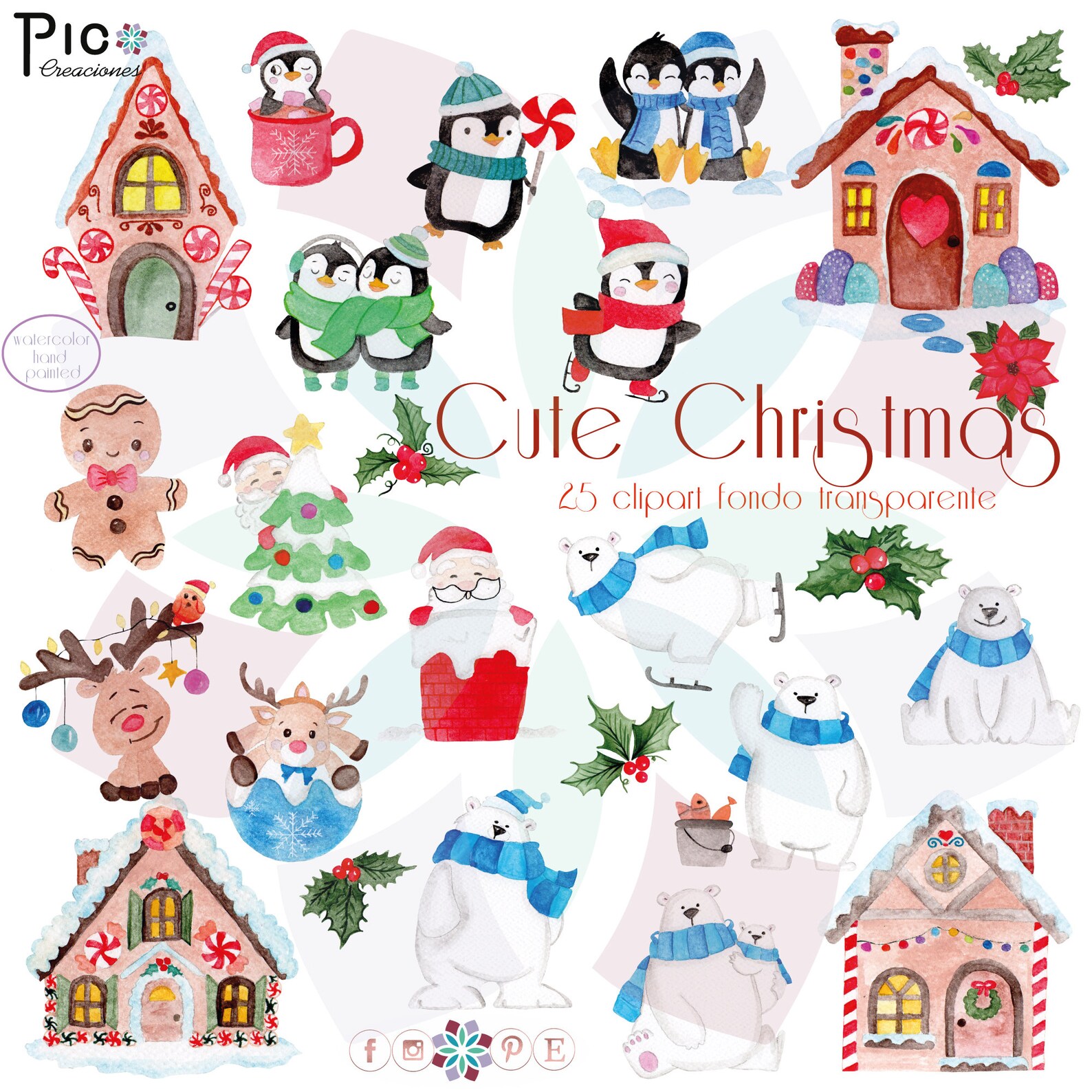 Cute Christamas Christmas Polar Bear Penguins Santa Santa - Etsy