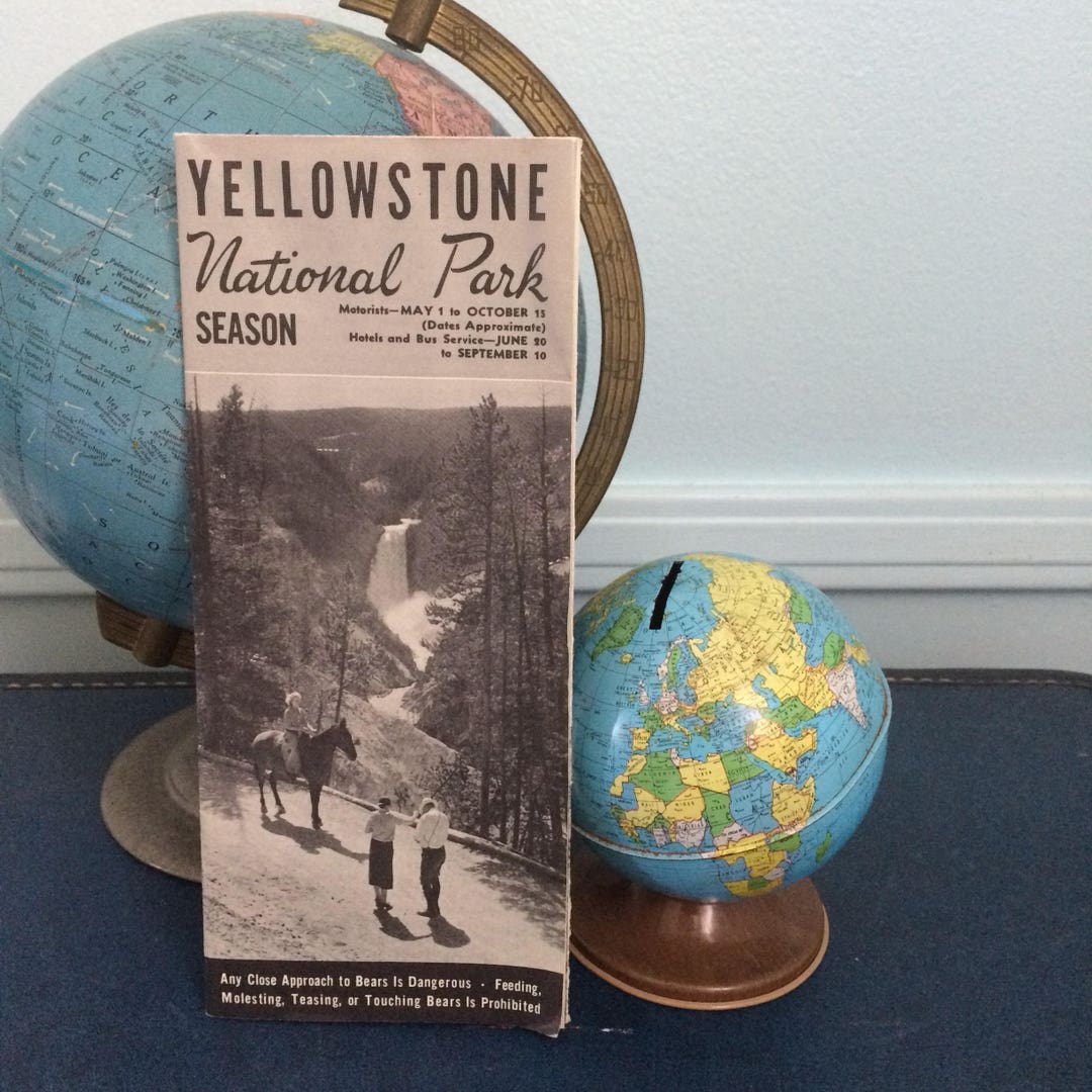 1948 Yellowstone Park Map Brochure Vintage Travel Ephemera - Etsy