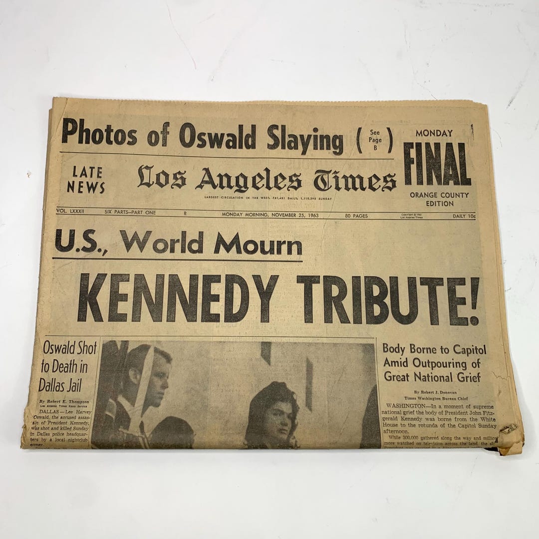 JFK Kennedy Assassinated Thousands Mourn Los Angeles Times November 25 ...