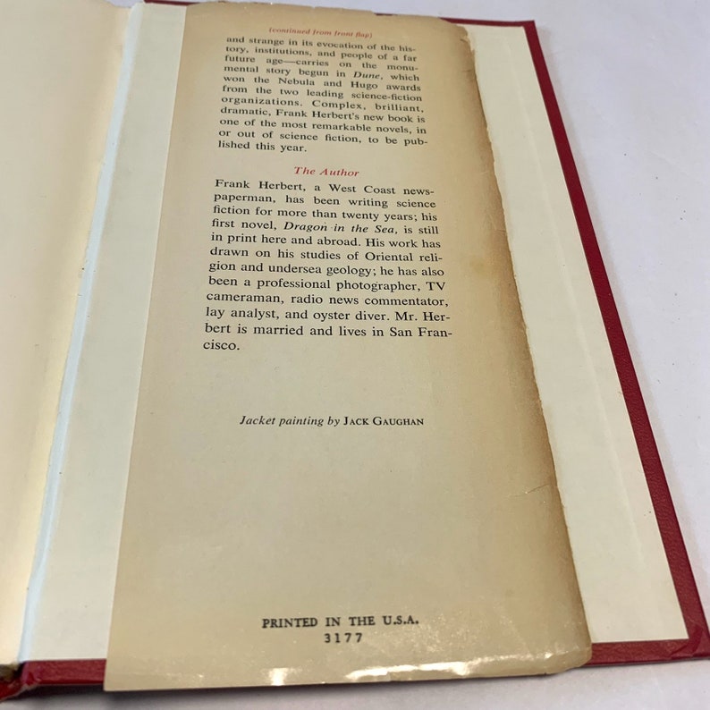 Dune Messiah by Frank Herbert 1969 Book Club Edition Gutter Code G46 ...