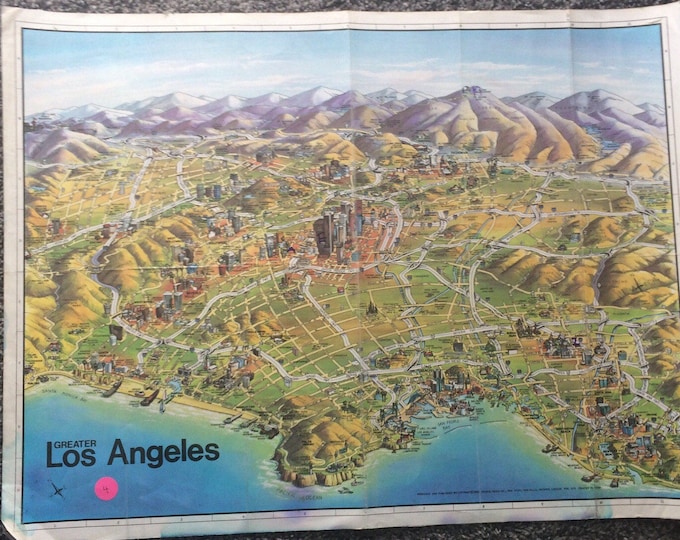 Cartoon Map of Los Angeles 1986 Points of Interest Pictorial Infograph ...