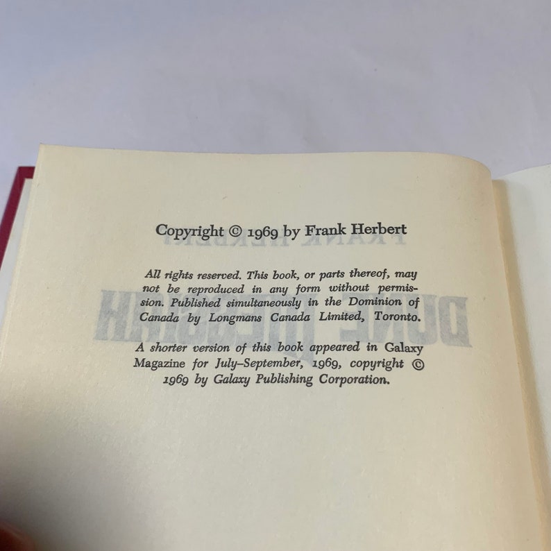 Dune Messiah by Frank Herbert 1969 Book Club Edition Gutter Code G46 ...