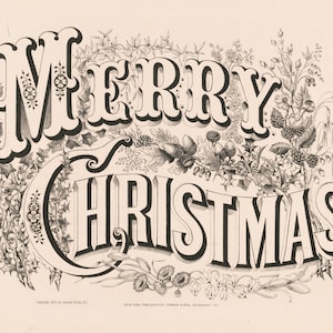 Vintage Merry Christmas Print | Antique | Holiday Decor | Farmhouse ...