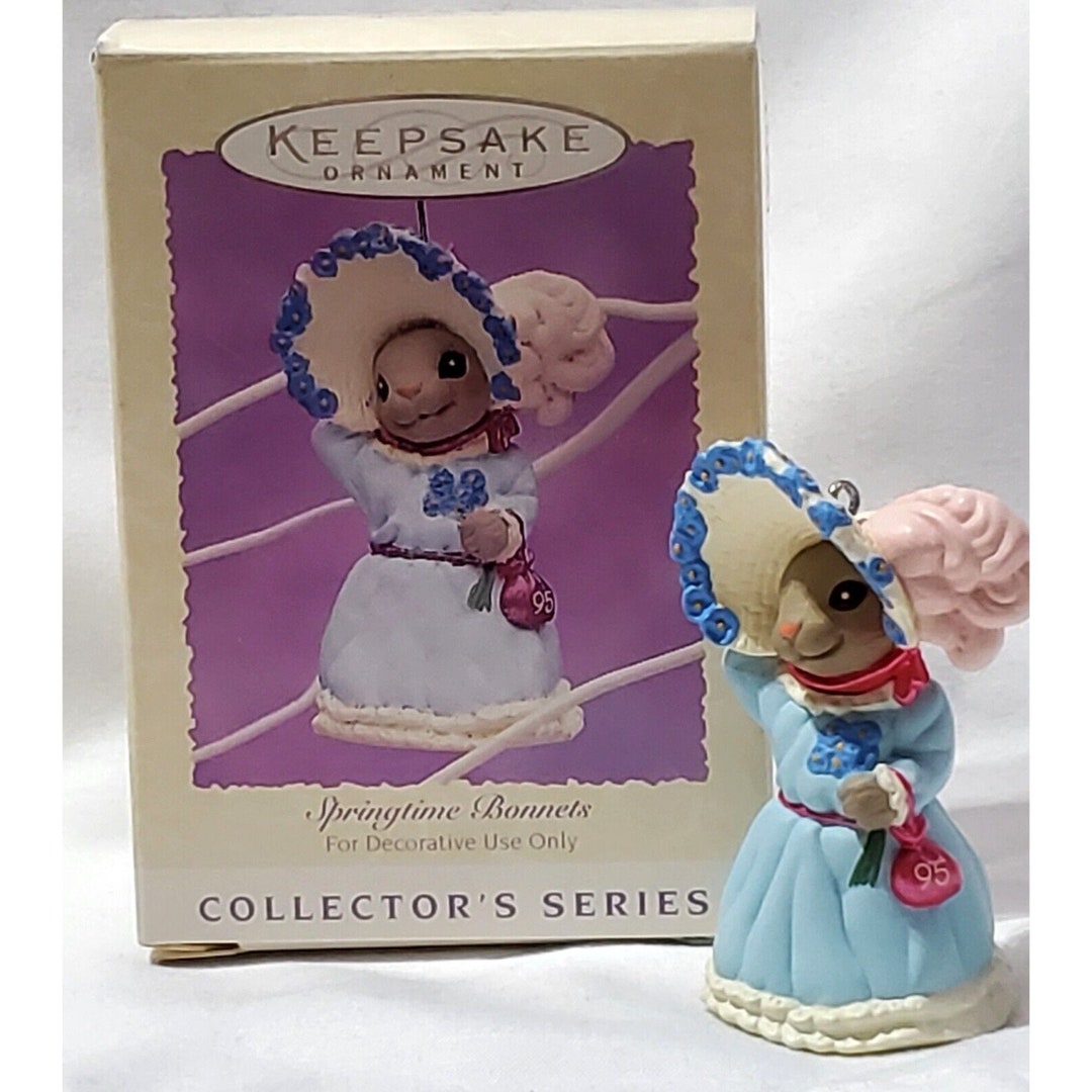 Hallmark #3 in SPRINGTIME BONNETS 1995 Spring Easter Ornament Bunny in ...