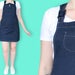 90s Denim Overalls Dress - Normcore Dark Blue Jean Dress - Minimalist ...