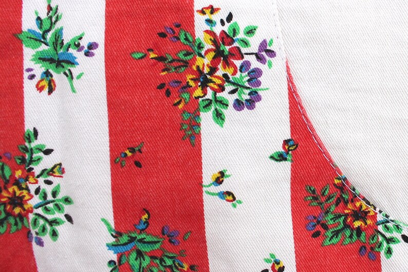 90s Off-white & Red Striped Overalls Shorts - Floral Print Denim Short ...