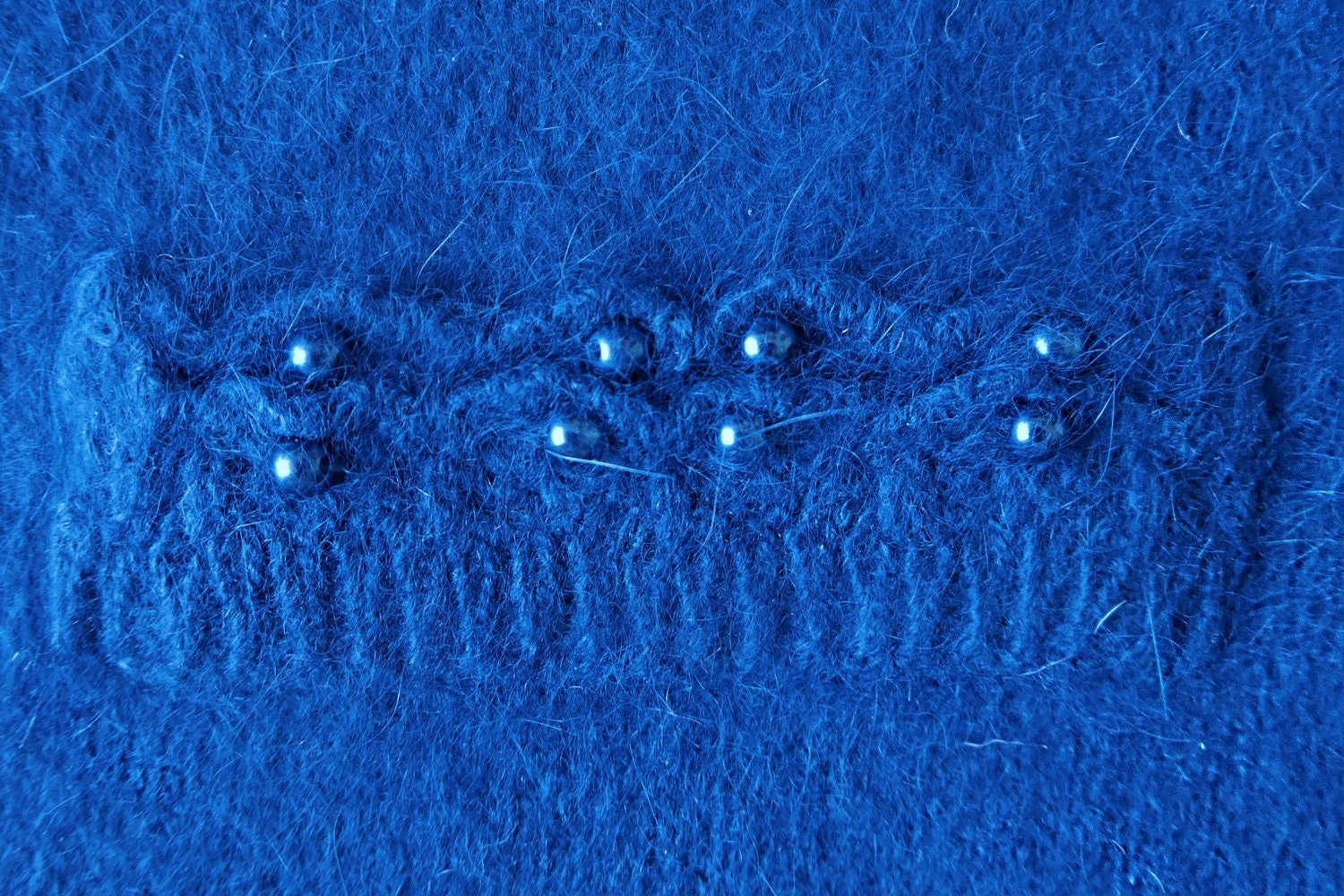 80s Royal Blue Angora Beaded Sweater - Glam Knit Chunky Pullover ...