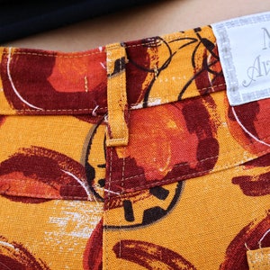 90s Marsupilami Capri Pants - Orange & Brown Cartoon Linen Pants - High ...
