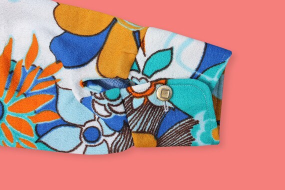 70s Hippie Flower Power Tunic - Mao Collar Psychedeli… - Gem