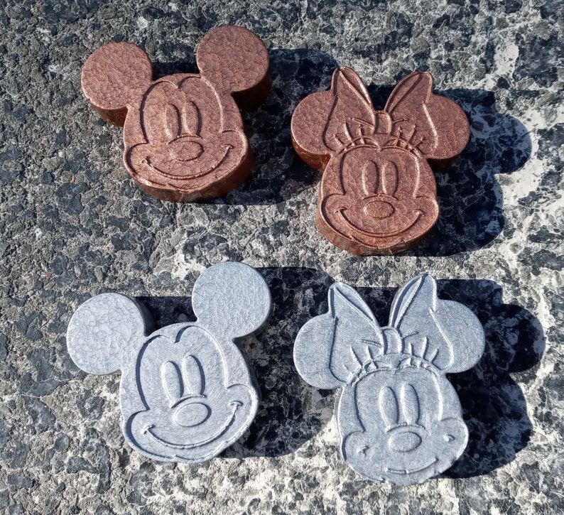 Pair of Mickey & Minnie Mouse Head Hammered Copper/hammered Pewter ...