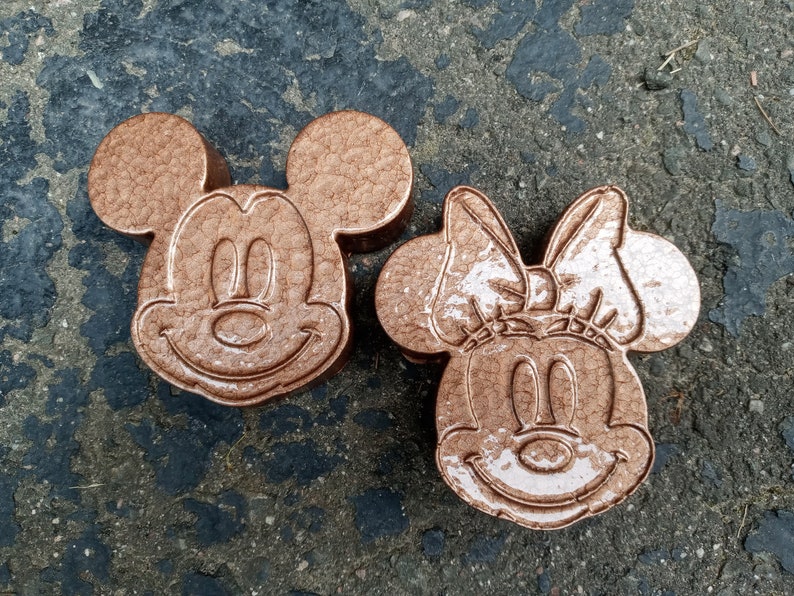 Pair of Mickey & Minnie Mouse Head Hammered Copper/hammered Pewter ...
