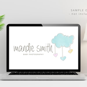 Watercolor Baby Logo Design, Children Boutique Branding, Cloud and ...