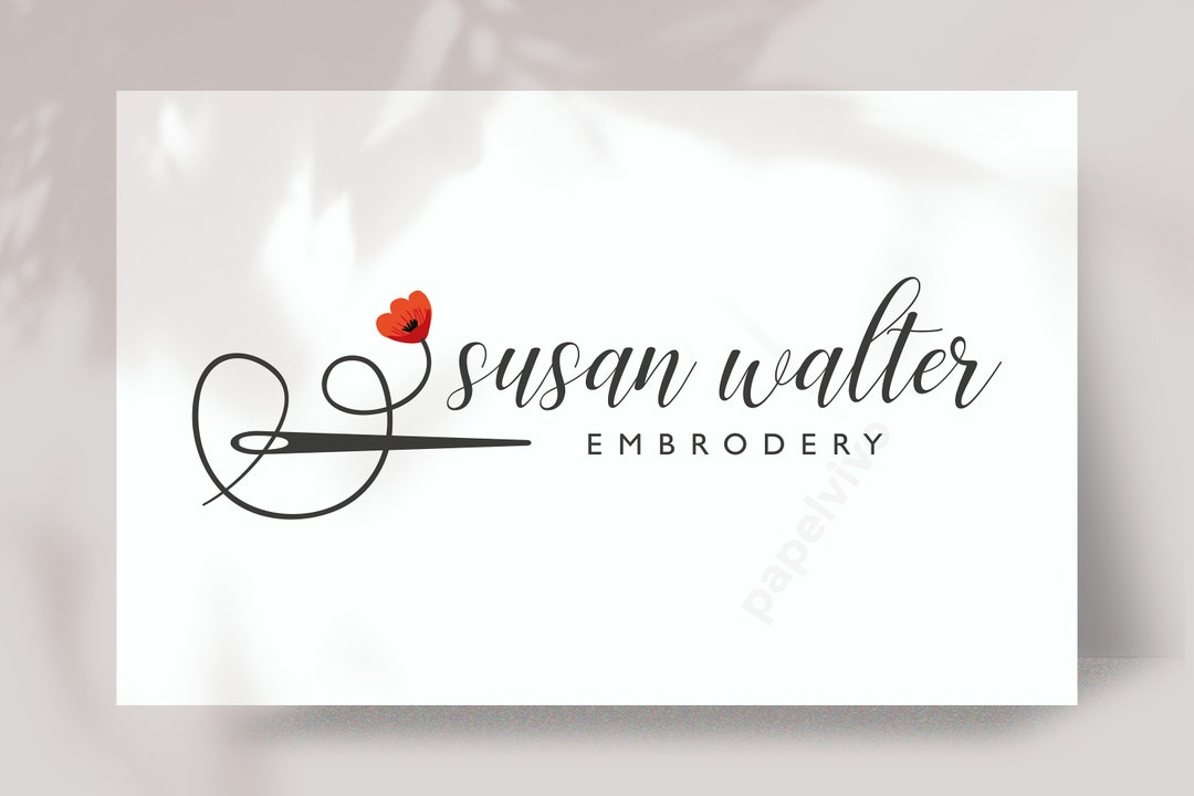 Sewing Logo Design, Embrodery Logo, Premade Logo, Patchwork, Poppy and ...