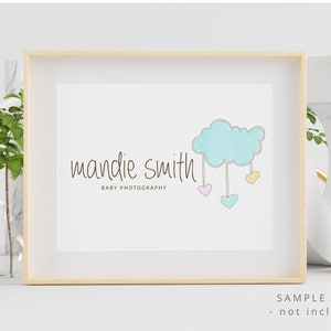 Watercolor Baby Logo Design, Children Boutique Branding, Cloud and ...