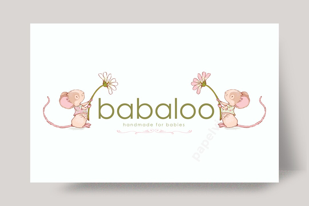 Baby Logo Design With Mice, Children Boutique Branding, Baby Business ...