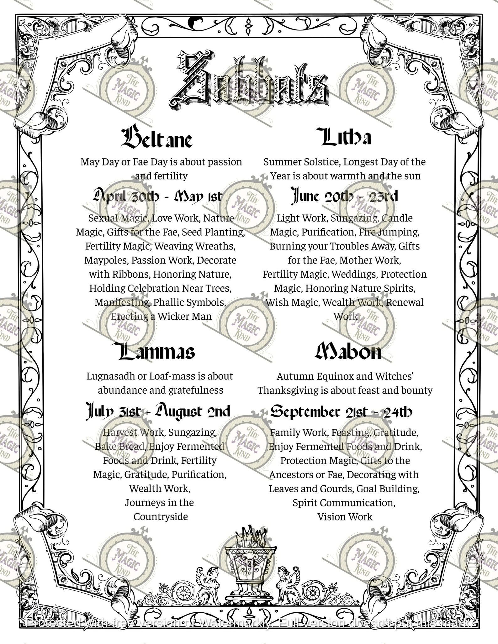 Sabbats Sabbat Practices Northern and Southern Hemisphere - Etsy