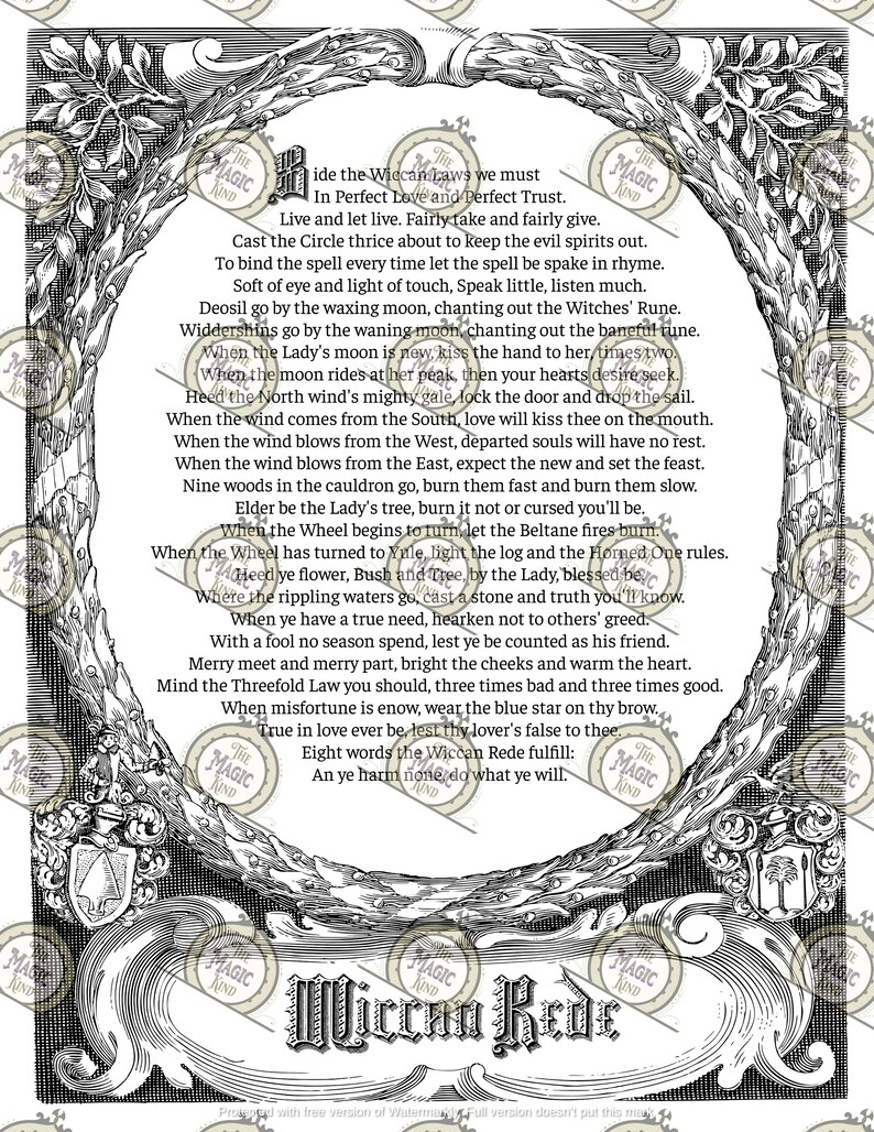 Wiccan Rede, Witches Rede, Book of Shadows, Book of Shadows Page ...