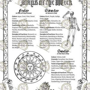 Days of the Week Meanings, Week Days Magick, Book of Shadows Page ...