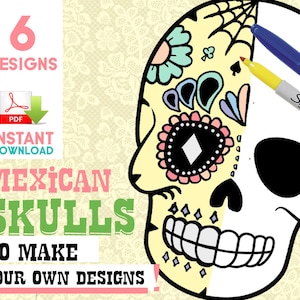 Dia De Los Muertos - Mexican Skull Template to Make Your Own Designs ...