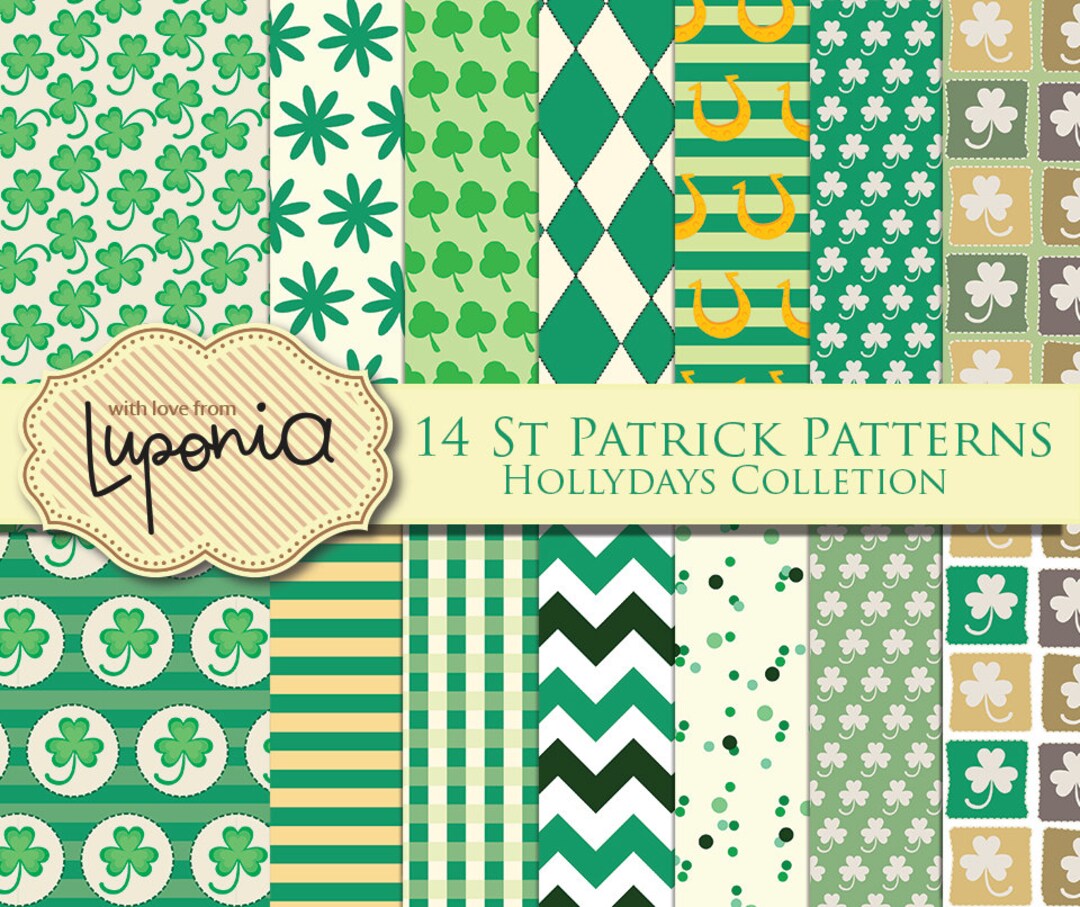 St Patrick Digital Paper Pattern 14 High Res Patterns Hollydays ...