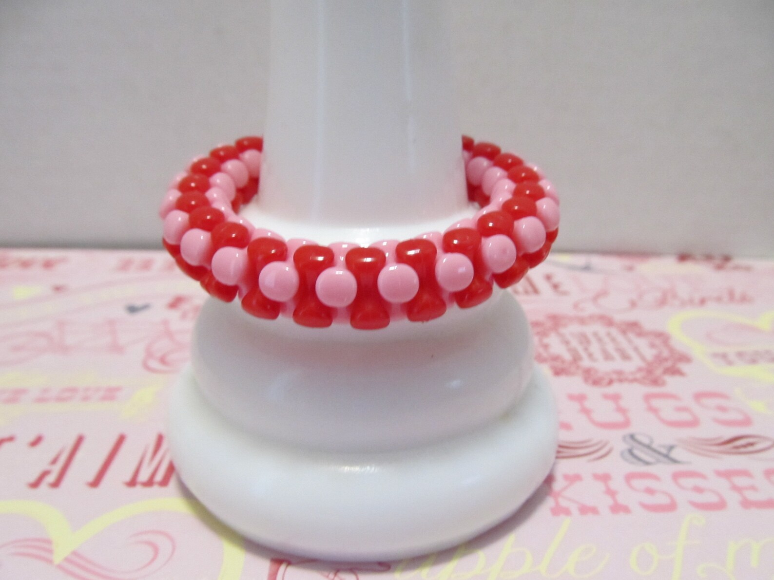 Valentine Beaded Bracelet Tri Bead Bracelet-valentine Gifts Valentine ...