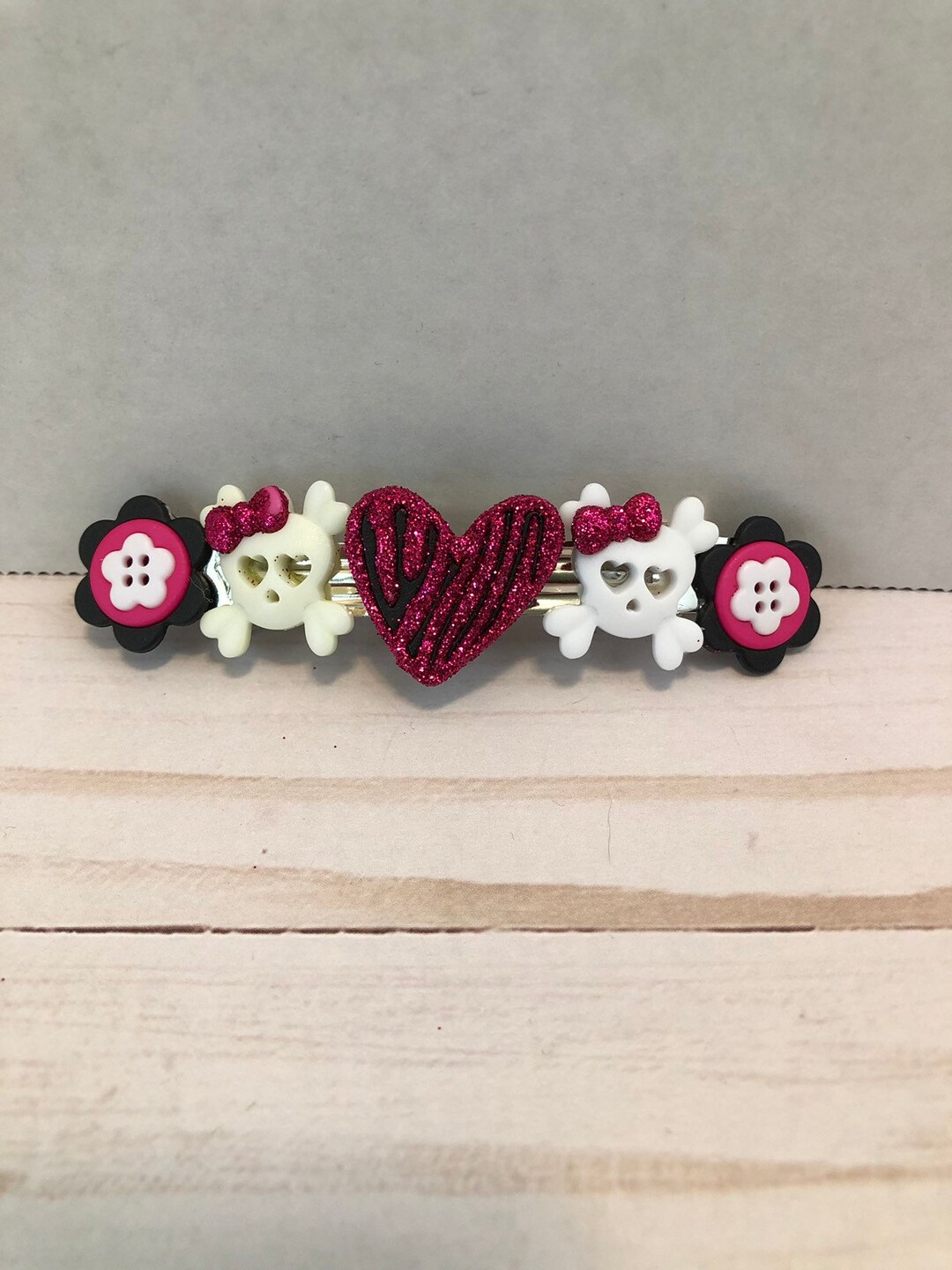 Halloween Barrette- Skull Barrette- Button Barrette- Hair Accessories ...