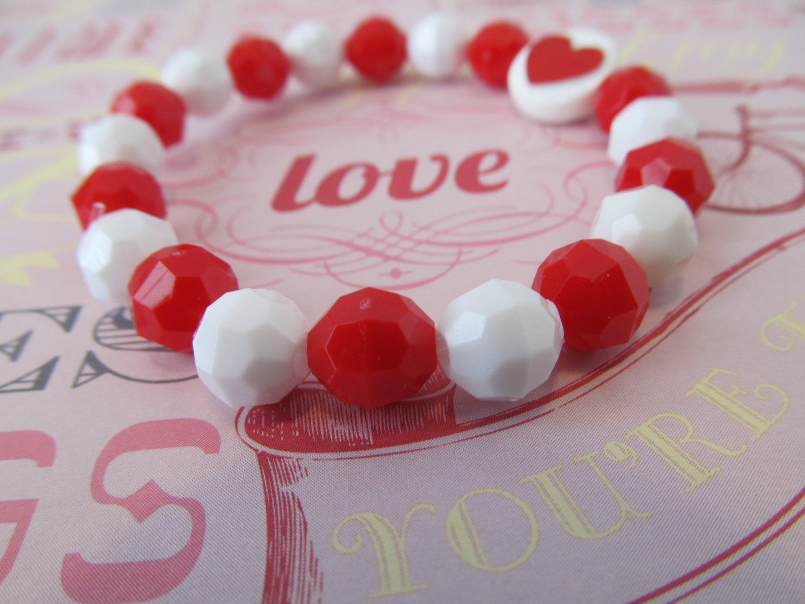 Valentine Bracelet Heart Bracelet Beaded Bracelet Valentine - Etsy