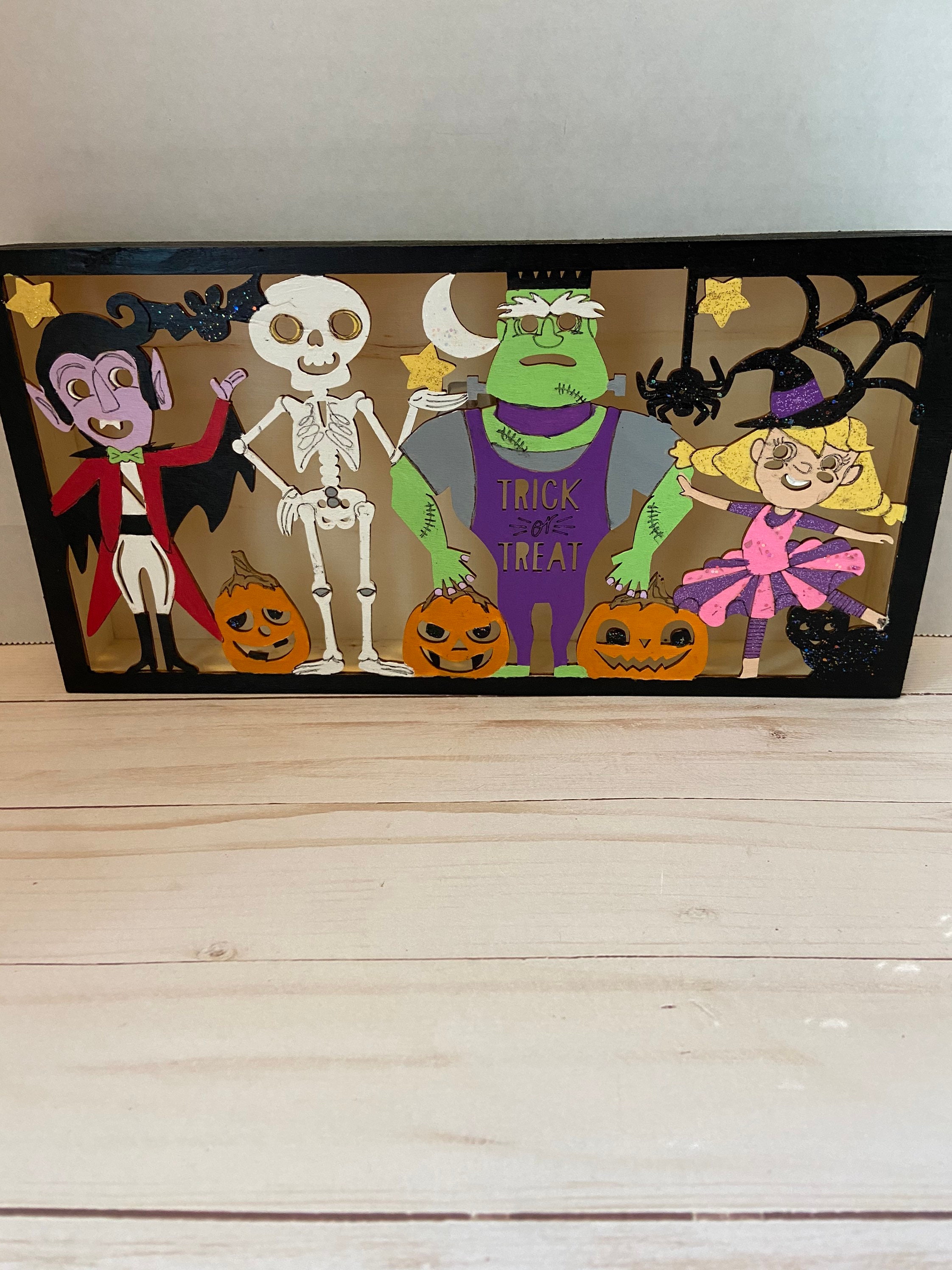 Halloween Lighted Box Halloween Lighted Decor Halloween Wood Decor ...