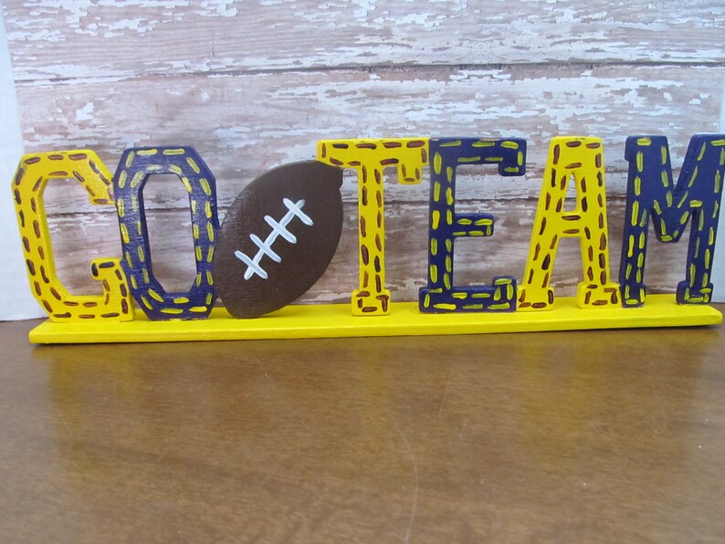 Purple and Gold Go Team Sign Football Sign-table Decor Shelf - Etsy