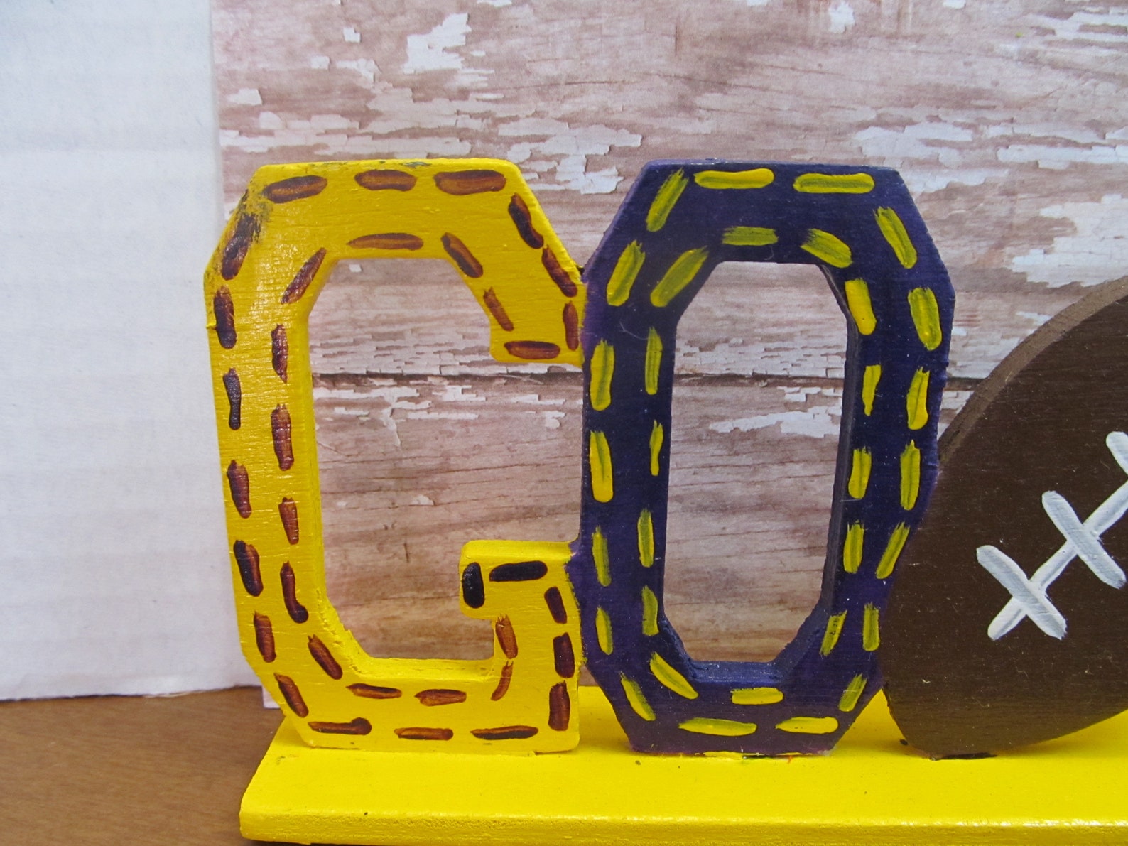 Purple and Gold Go Team Sign Football Sign-table Decor Shelf - Etsy