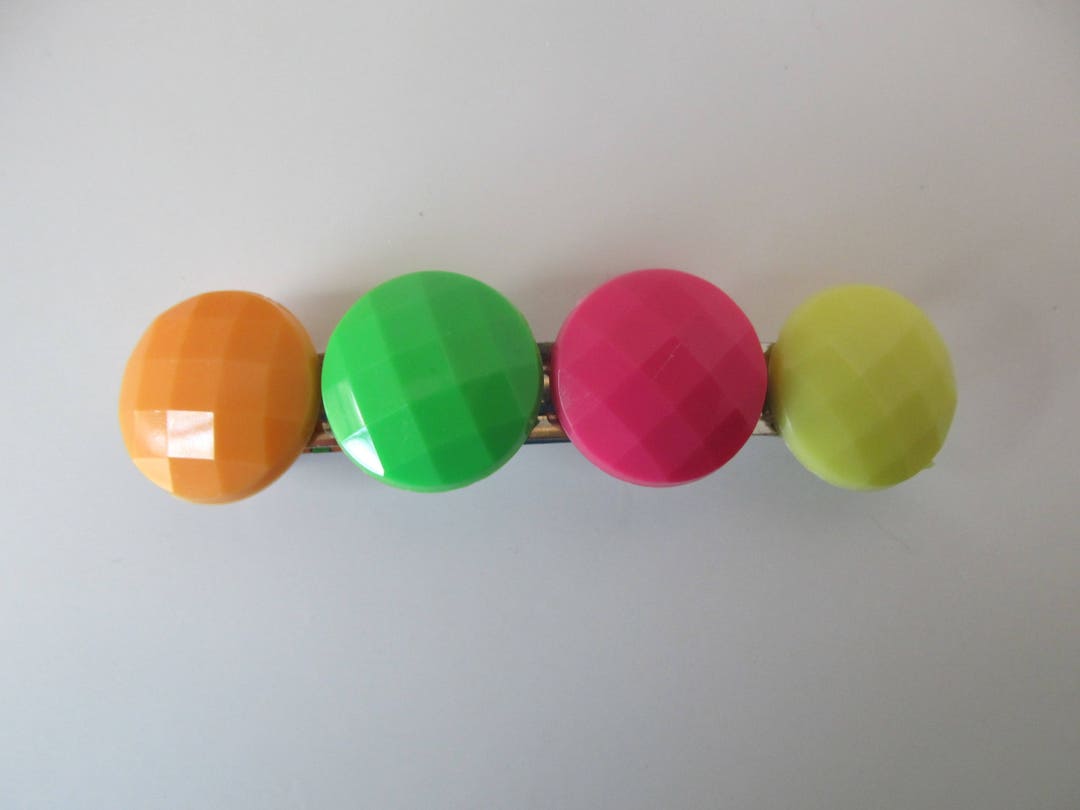 Neon Button Barrette- Birthday Gifts- Gifts for Her- Hair Accessories ...