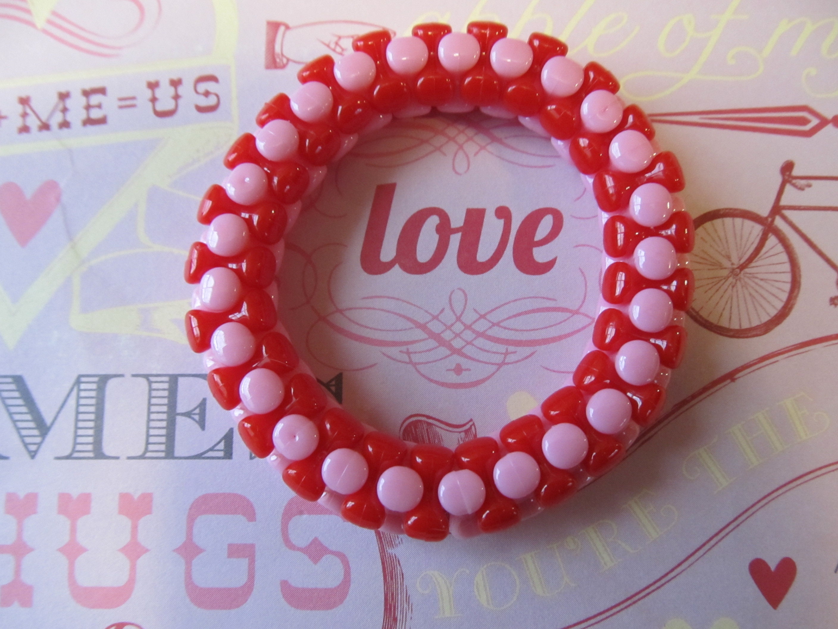 Valentine Beaded Bracelet Tri Bead Bracelet-valentine Gifts Valentine ...