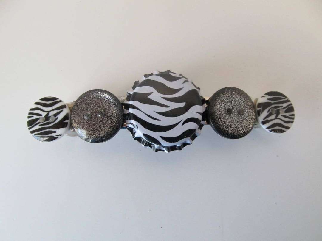 Zebra Bottle Cap Barrette- Birthday Gifts- Hair Accessories- Barrettes ...