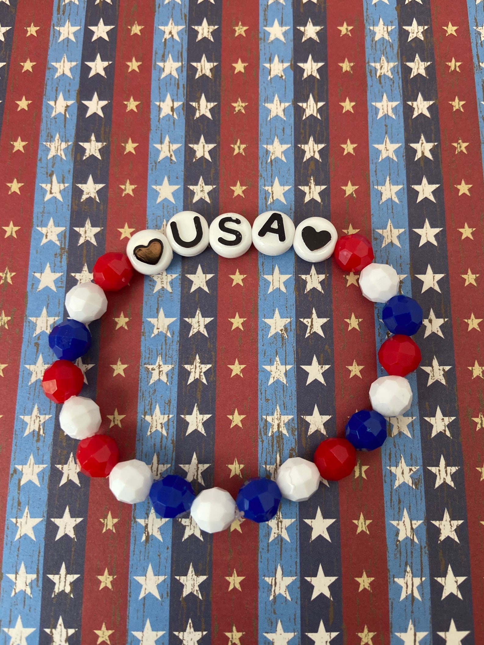 USA Bracelet-4th of July Bracelet-Patriotic Bracelet-Beaded | Etsy