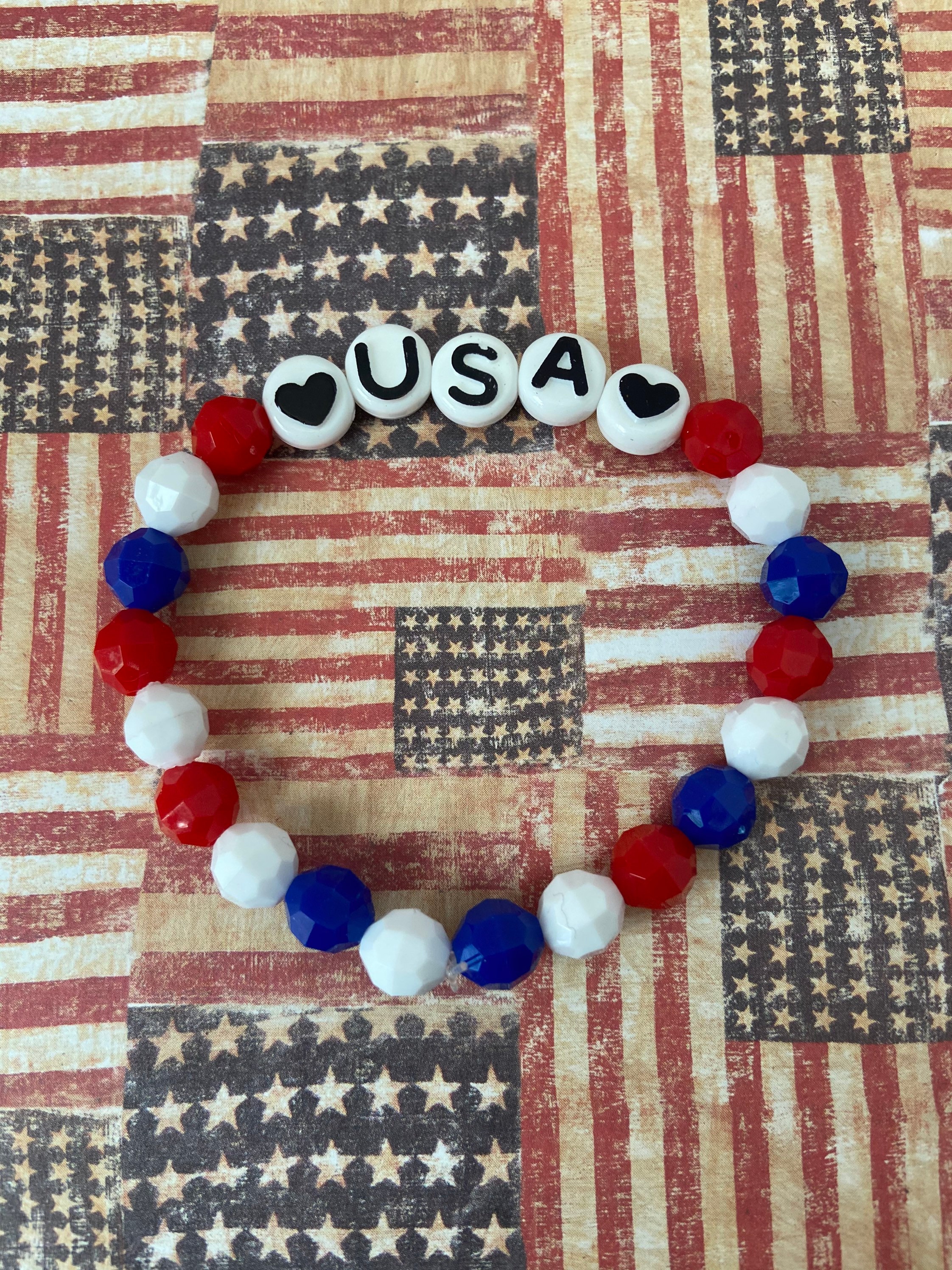 USA Bracelet-4th of July Bracelet-Patriotic Bracelet-Beaded | Etsy