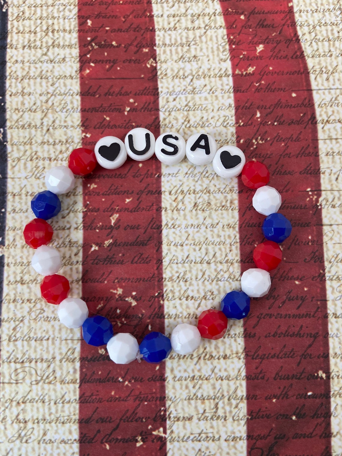 USA Bracelet-4th of July Bracelet-Patriotic Bracelet-Beaded | Etsy