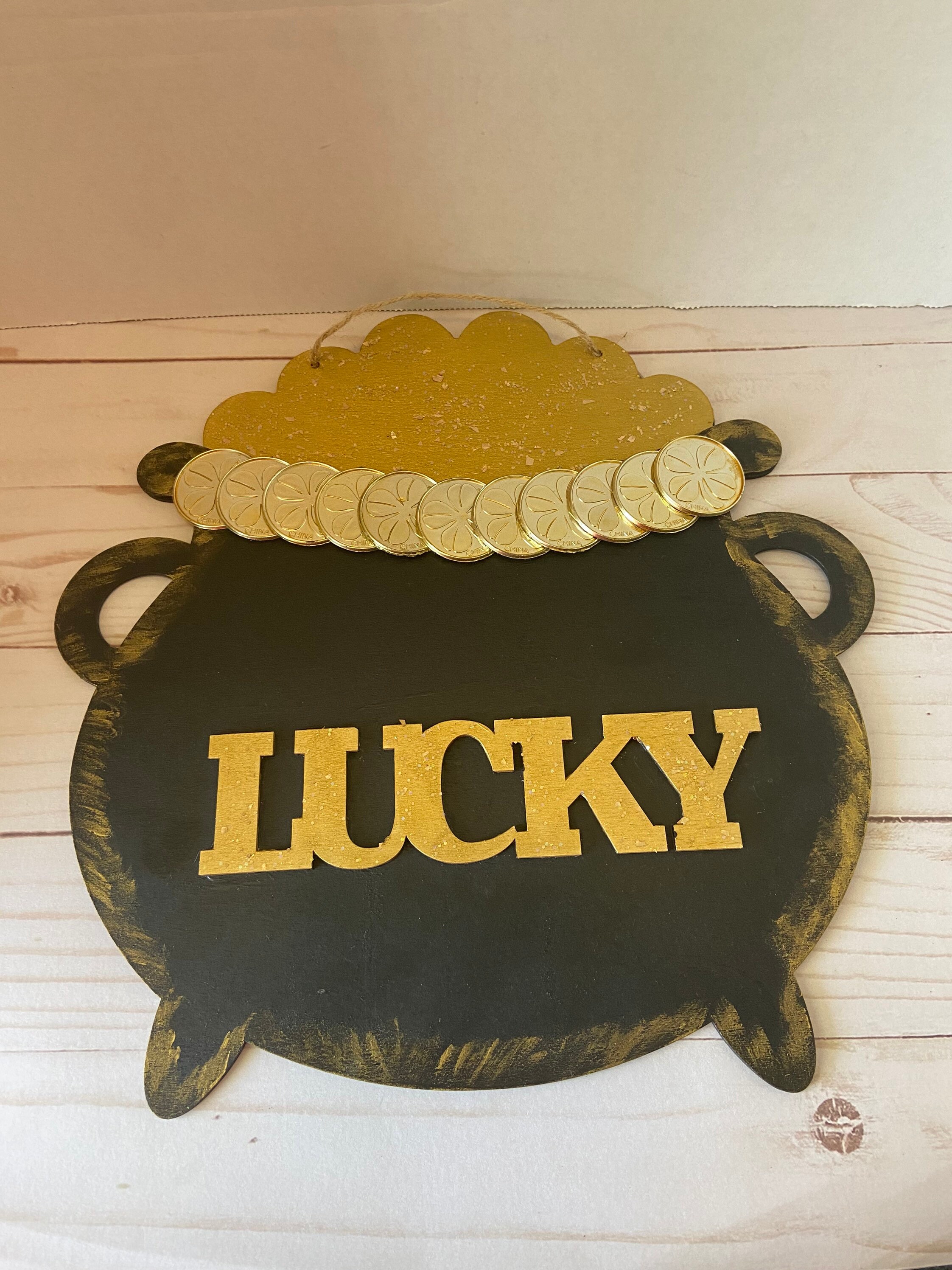St Patrick Day Decor Pot of Gold Decor Lucky Wood Decor - Etsy