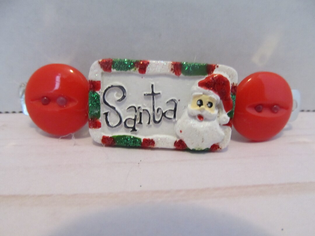 Christmas Barrette Santa Barrette Button Barrette Hair Accessories Hair ...