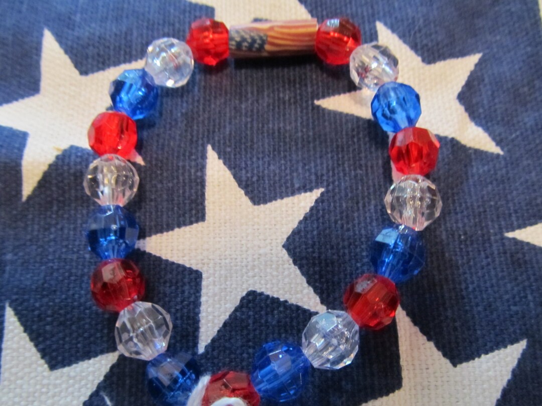 Fourth of July Bracelet- Patriotic Bracelet- Beaded Bracelets ...