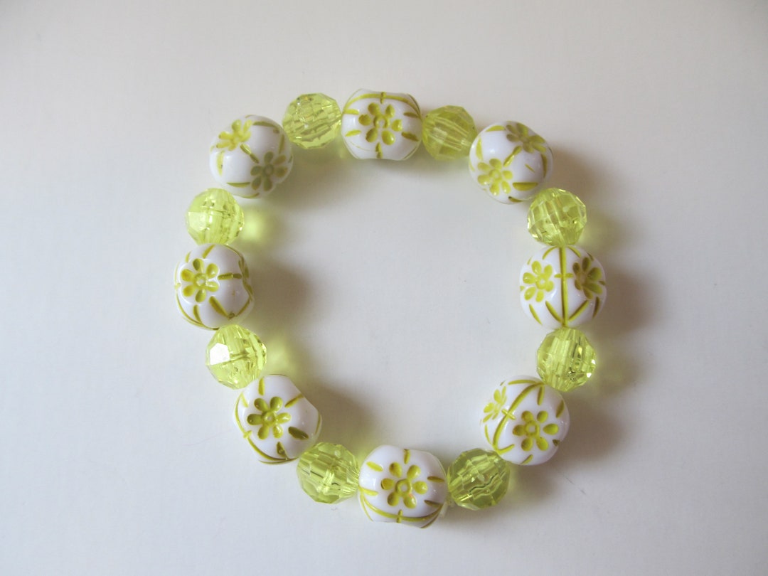 Yellow Flower Bracelet- Beaded Bracelet- Girls Bracelet- Kids Bracelet ...