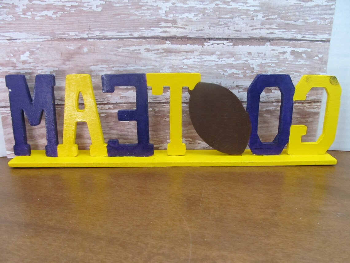 Purple and Gold Go Team Sign-football Sign-table Decor-shelf | Etsy