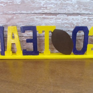 Purple and Gold Go Team Sign- Football Sign-table Decor- Shelf Decor ...