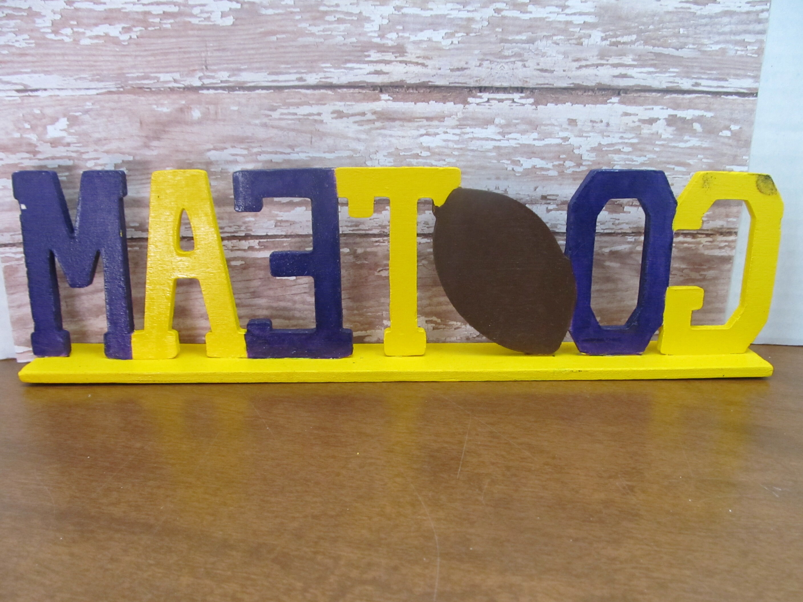 Purple and Gold Go Team Sign-football Sign-table Decor-shelf | Etsy