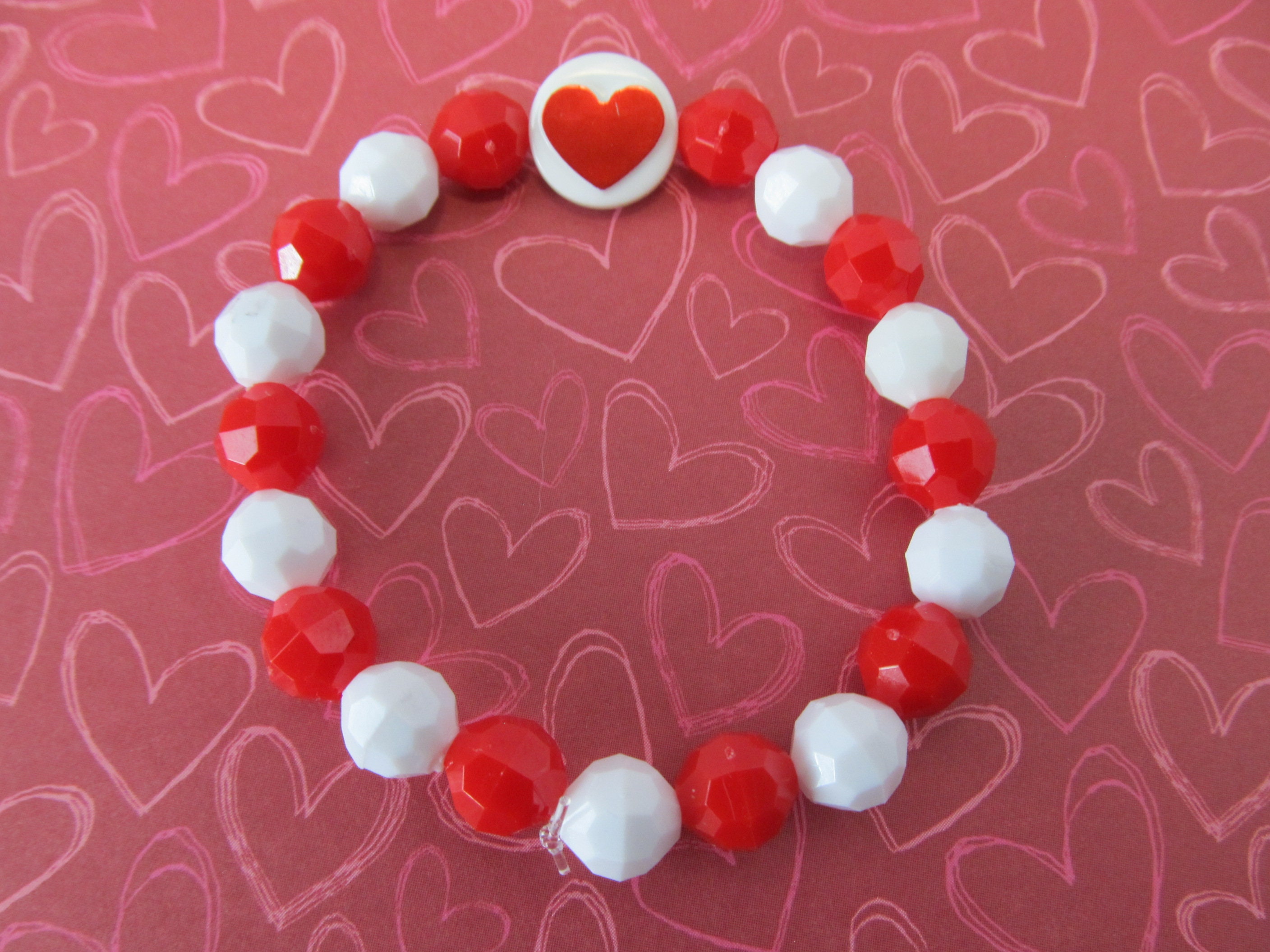 Valentine Bracelet Heart Bracelet Beaded Bracelet Valentine - Etsy