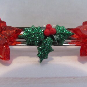 Christmas Poinsettia Barrette Christmas Holly Barrette Button Barrette ...