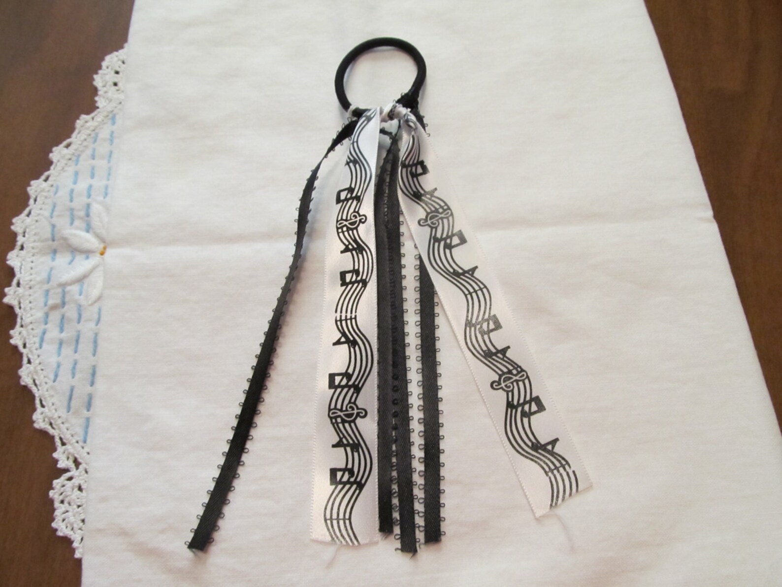 Musical Notes Ribbon Ponytail Holder-hair Tie-birthday - Etsy