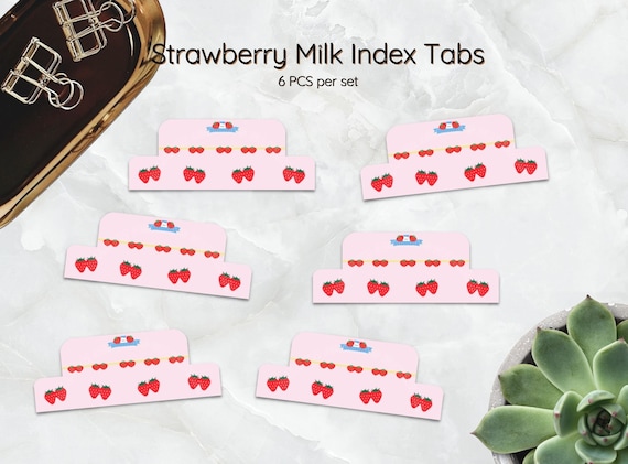 Strawberry Milk Divider Tabs Index Tabs for Binder Planner - Etsy