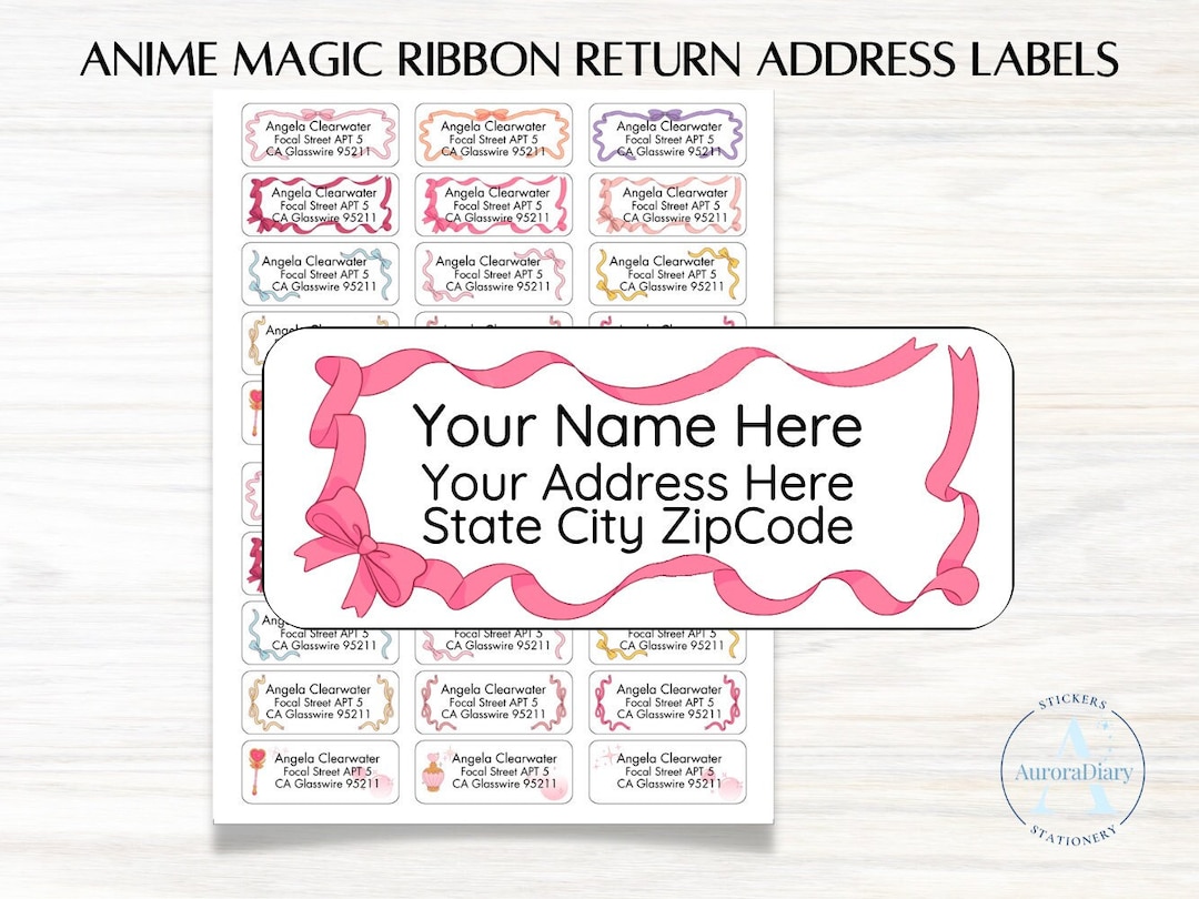 Anime Magic Ribbon Personalized Return Address Labels Sticker | Cute ...