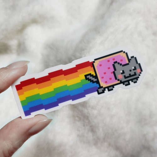 Nyan Cat rainbow Cat Sticker Matte Waterproof Sticker for - Etsy